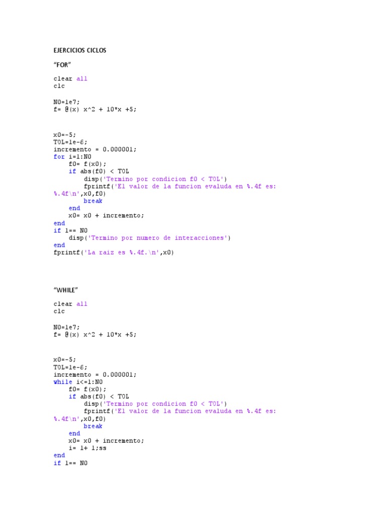 Ejercicios Ciclos (For y While) | PDF