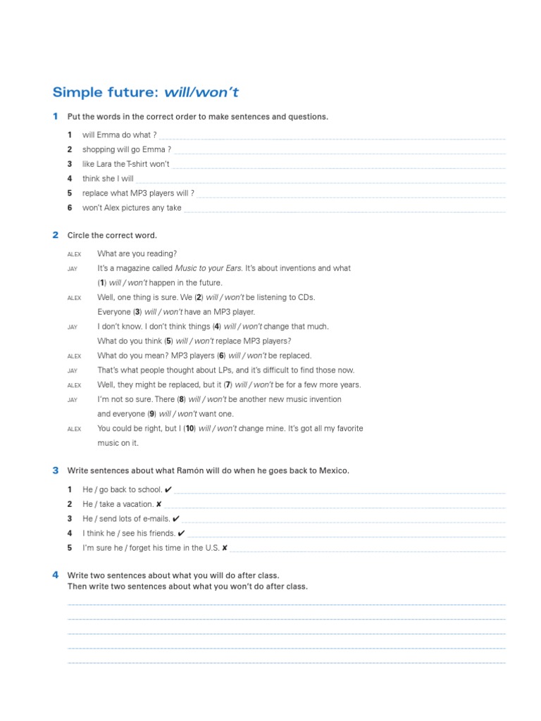 Future Simple Exercises | PDF