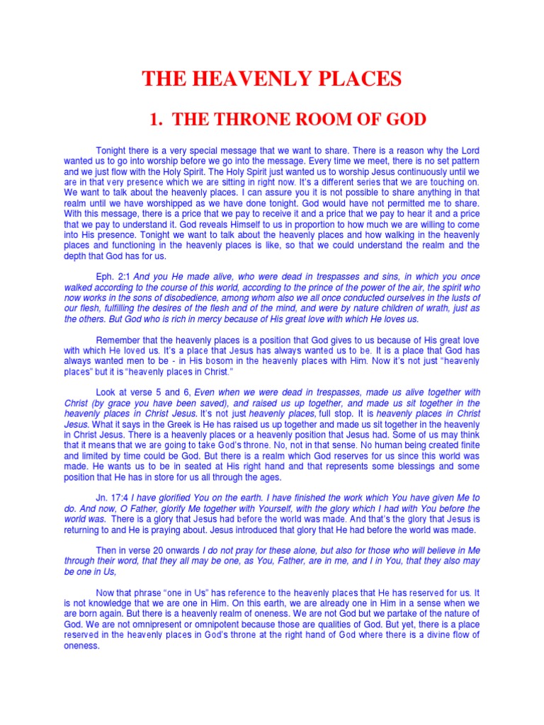 The Heavenly Places | PDF | Glory (Religion) | Grace In Christianity