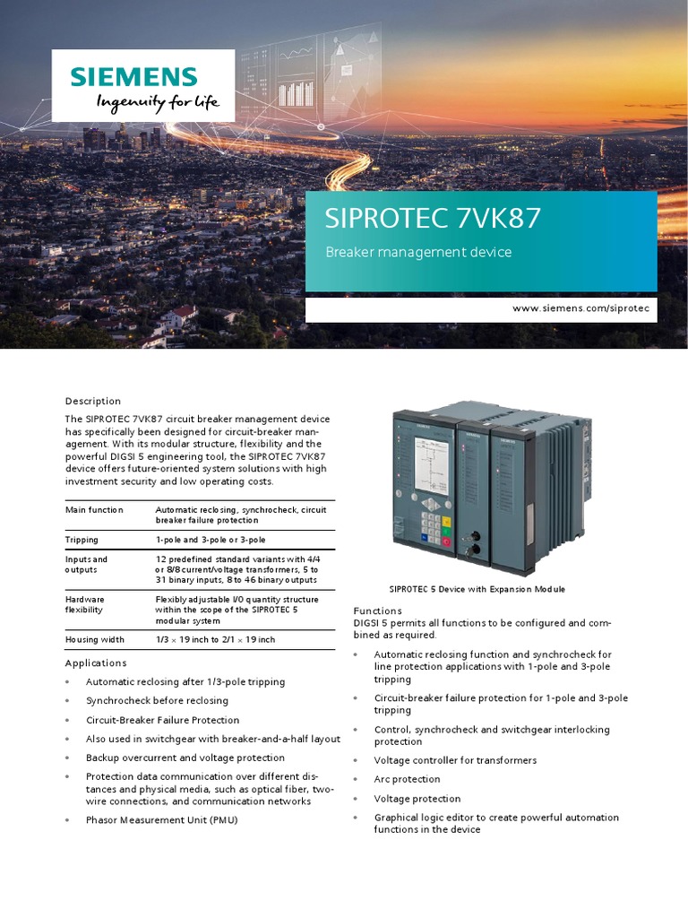 Siprotec 7vk87 Profile | PDF | Computer Networking | Electronics