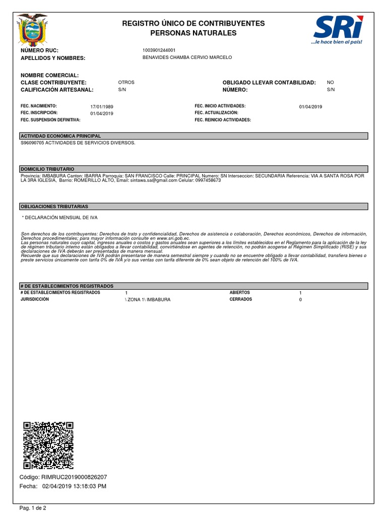 Certificado RUC | PDF | Contabilidad | Gobierno