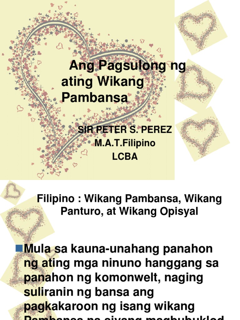 Aralin 2 Ang Pagsulong NG Ating Wikang Pambansa | PDF