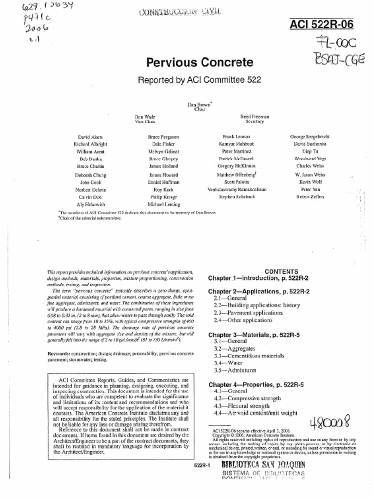 ACI 522R 06 Pervious Concrete Foto PDF | PDF