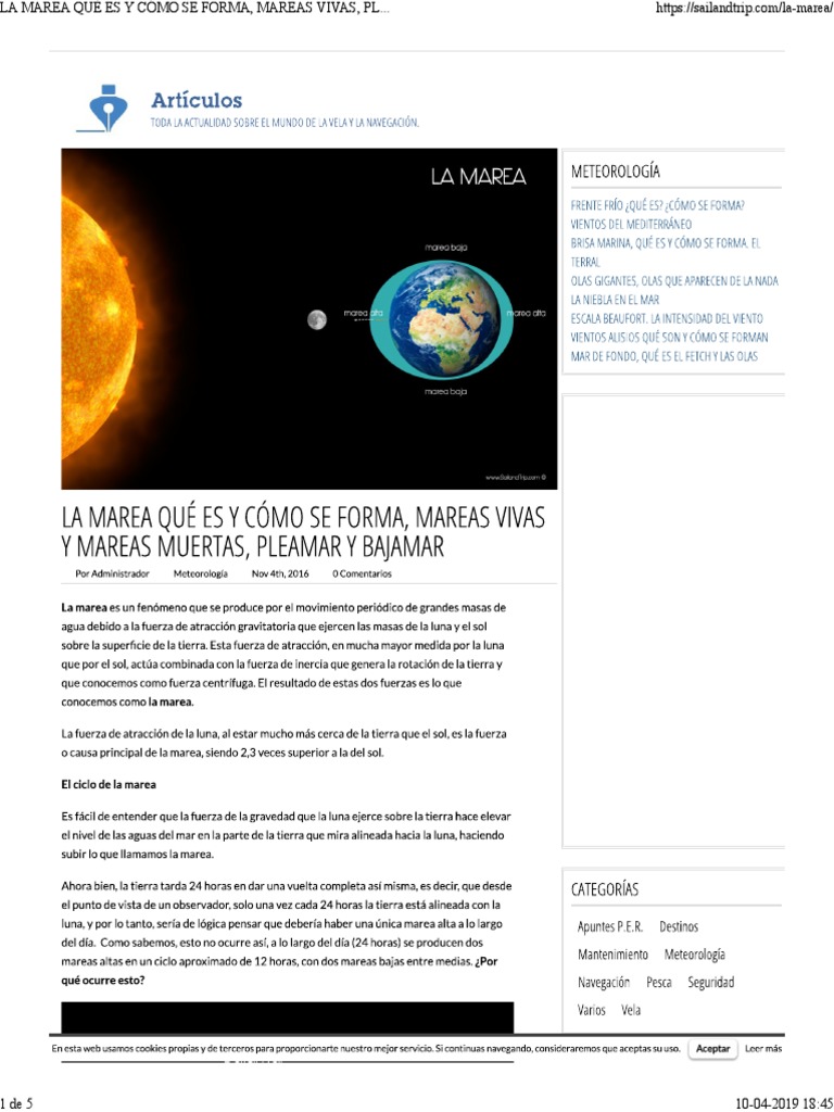 La Marea Qué Es y Cómo Se Forma, Mareas Vivas y Mareas Muertas, Pleamar ...