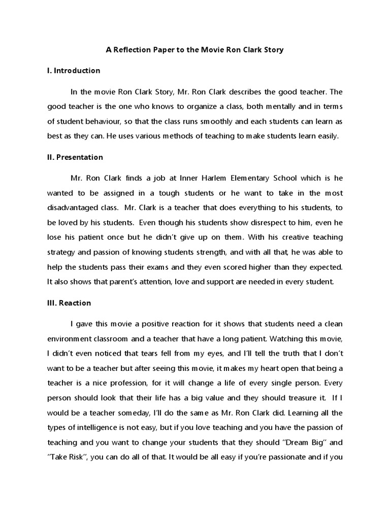 Reflection Paper of Ron Clark Story | PDF | Psychotherapy | Change