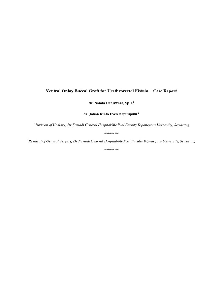 (Final Edit) Ventral Onlay Buccal Graft For Urethrorectal Fistula | PDF ...
