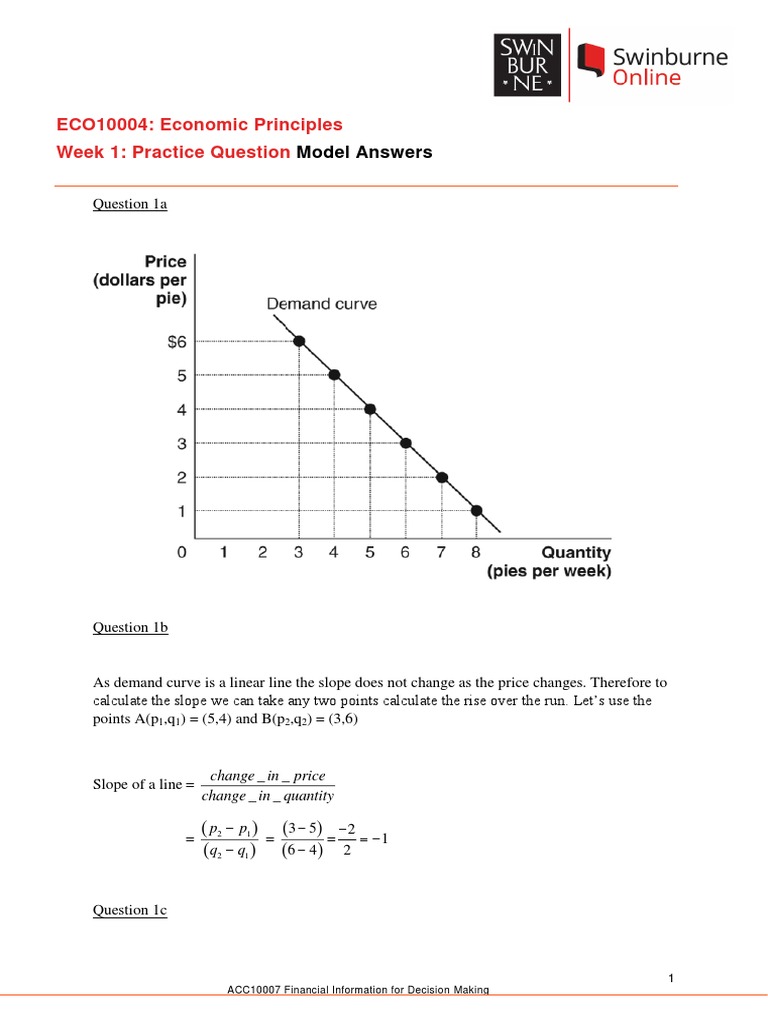 ECO10004: Economic Principles Week 1: Practice Question: Model Answers ...