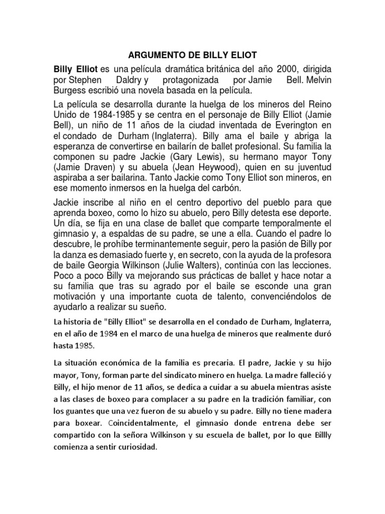 Argumento de Billy Eliot | PDF | Ocio