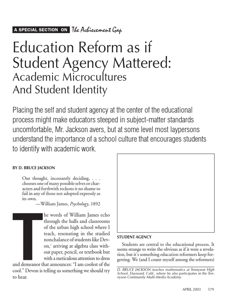 Student Agency in Education Reform | PDF | Identity (Social Science ...