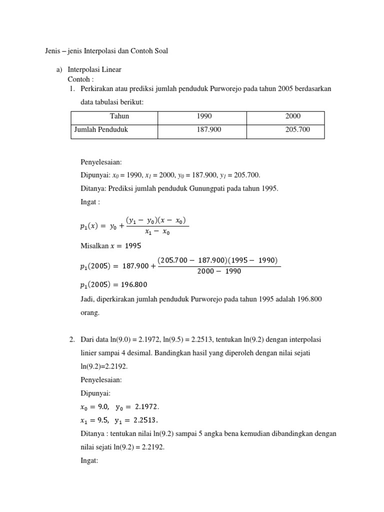 Jenis Interpolasi Dan Contoh Soal | PDF