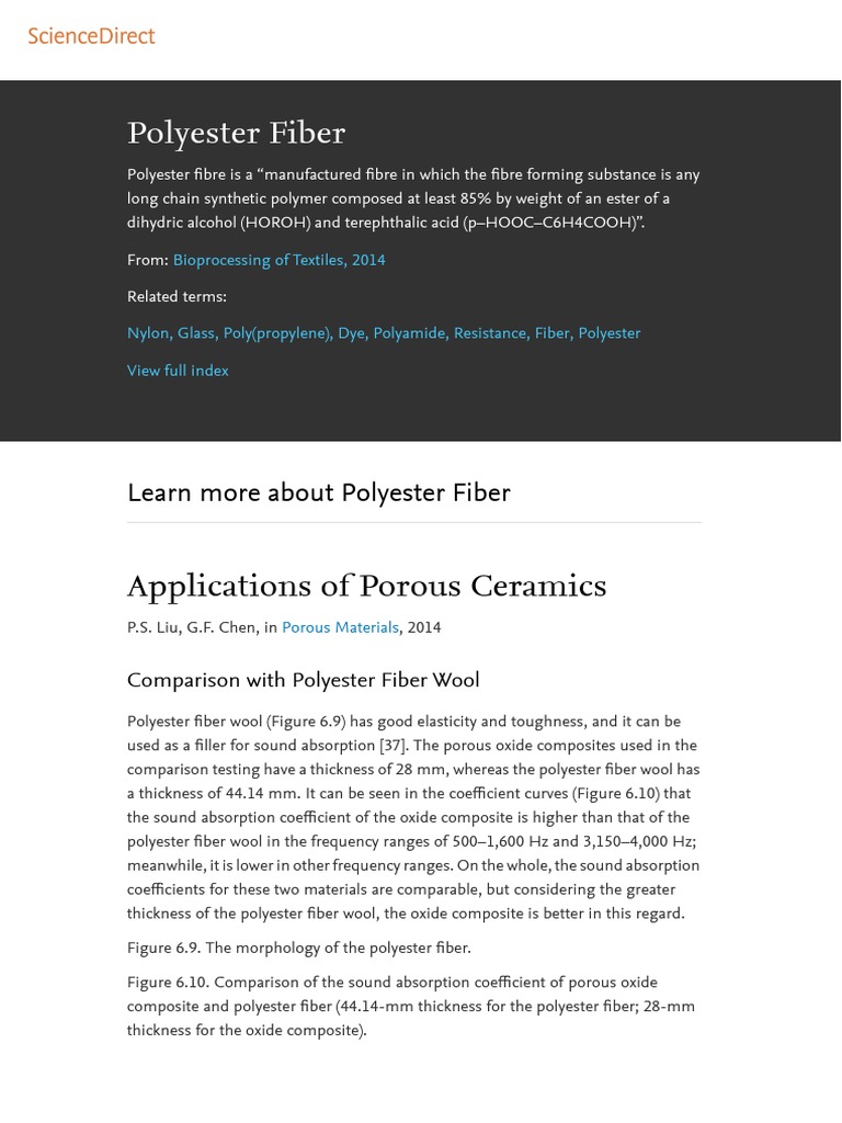 Polyester Fiber: Applications of Porous Ceramics | PDF | Polyester | Dye