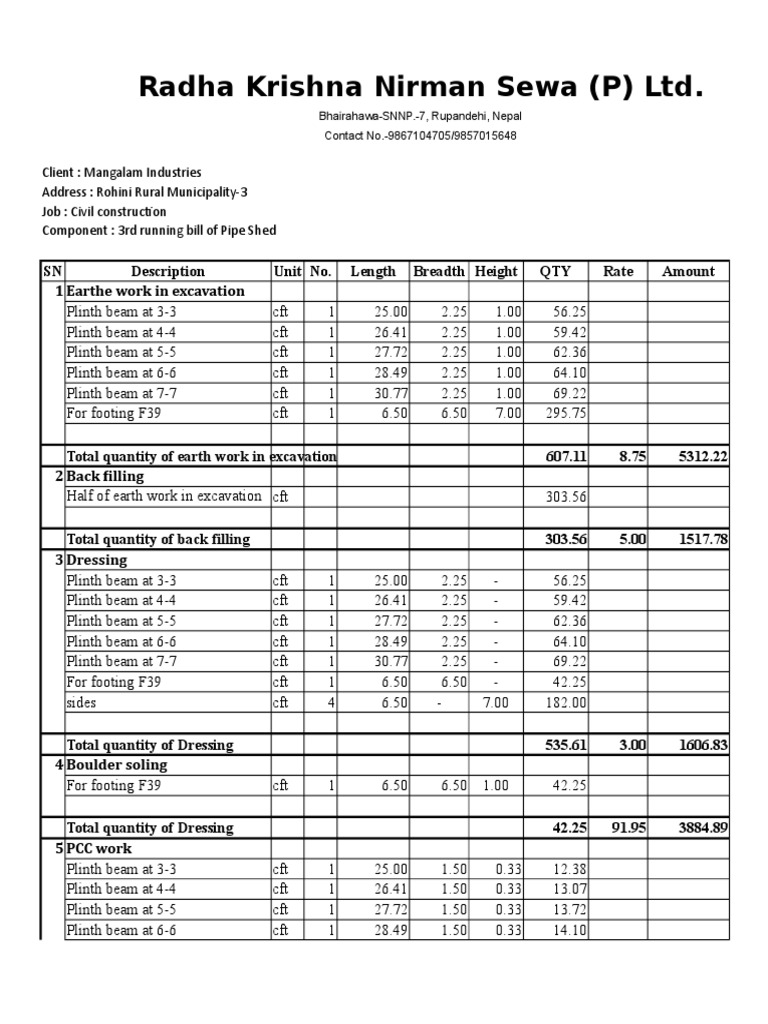 Bill of Pipe Shed | PDF | Nature