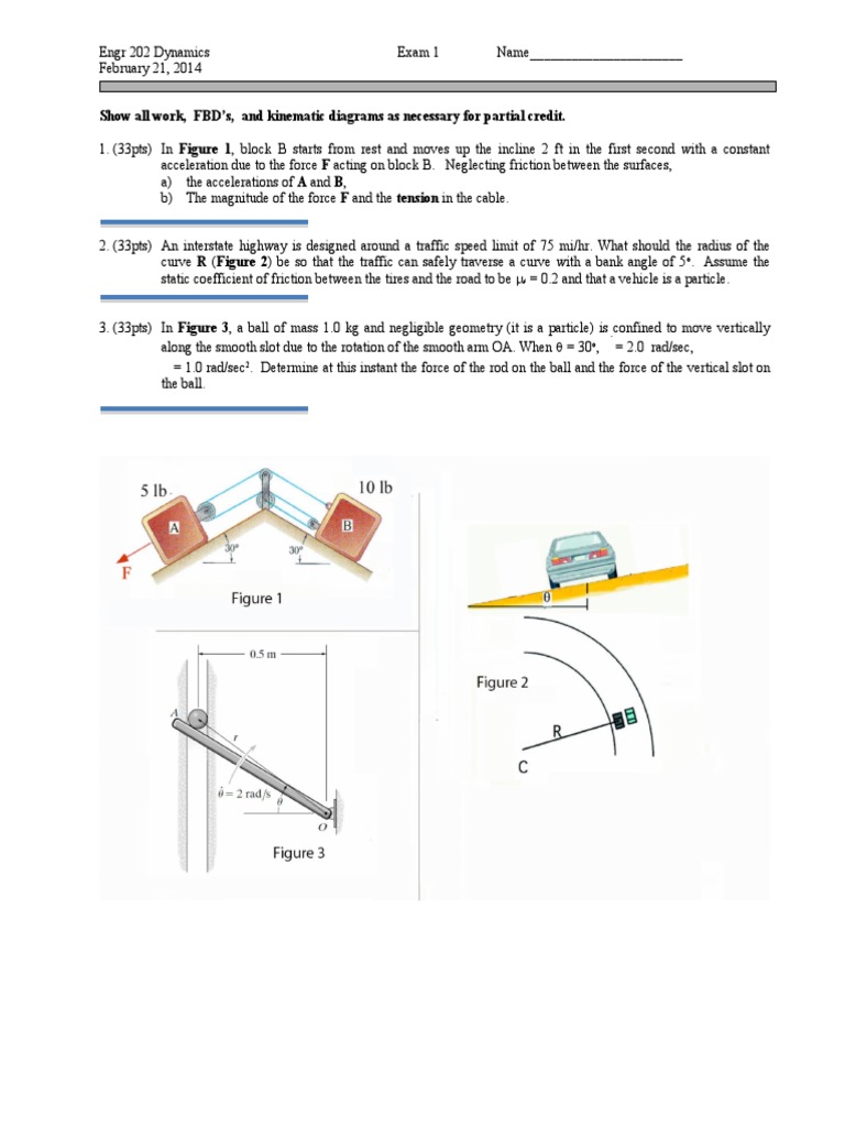 Dynamics Exam 1 | PDF