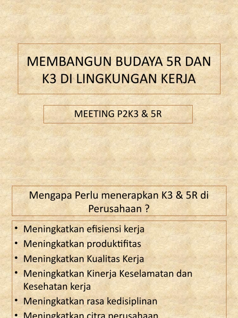 Bagaimana Caranya Membangun Budaya 5r Dan k3 Di | PDF