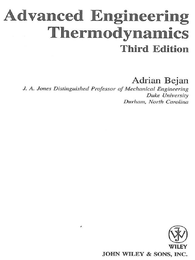 Advanced Engineering Thermodynamic 3 Ed. - Adrian Bejan PDF | PDF