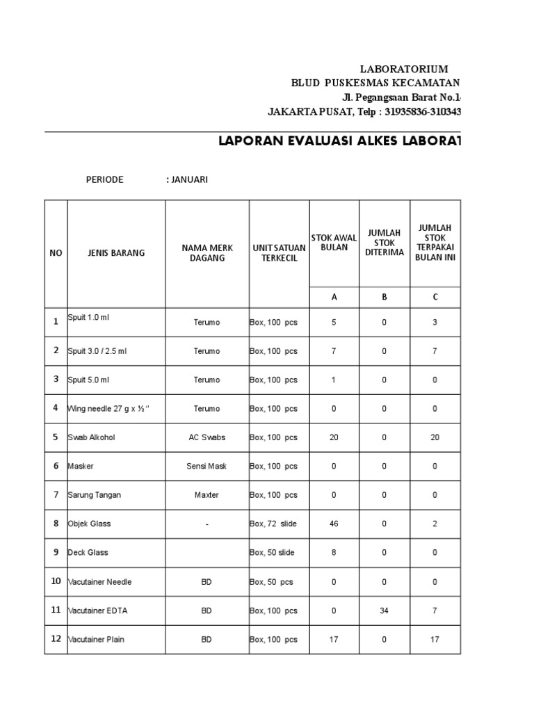 Laporan Evaluasi Alkes | PDF
