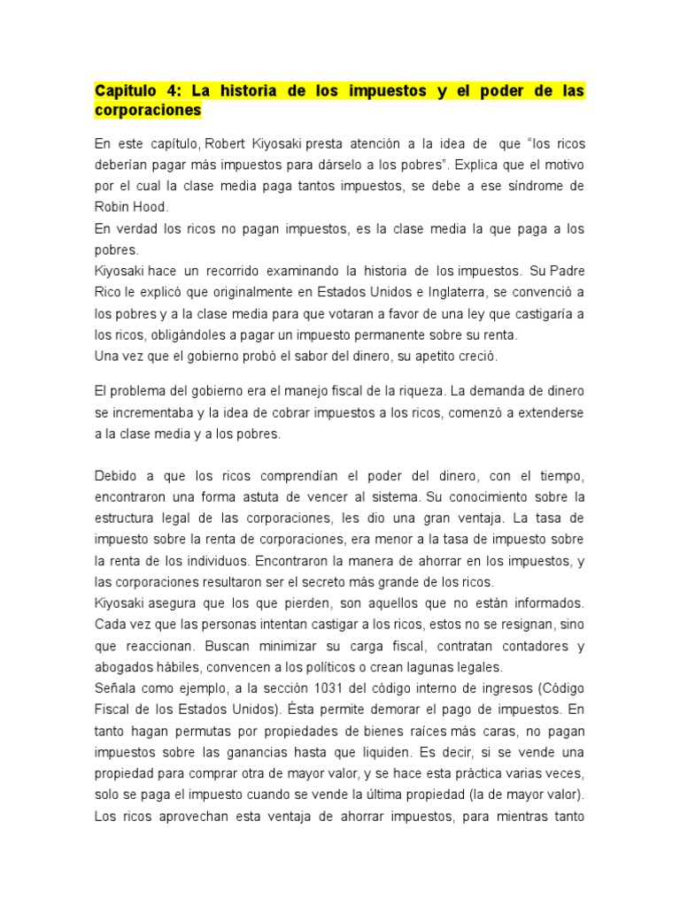 Resumen Capitulo 4 y 5 | PDF | Riqueza | Impuestos