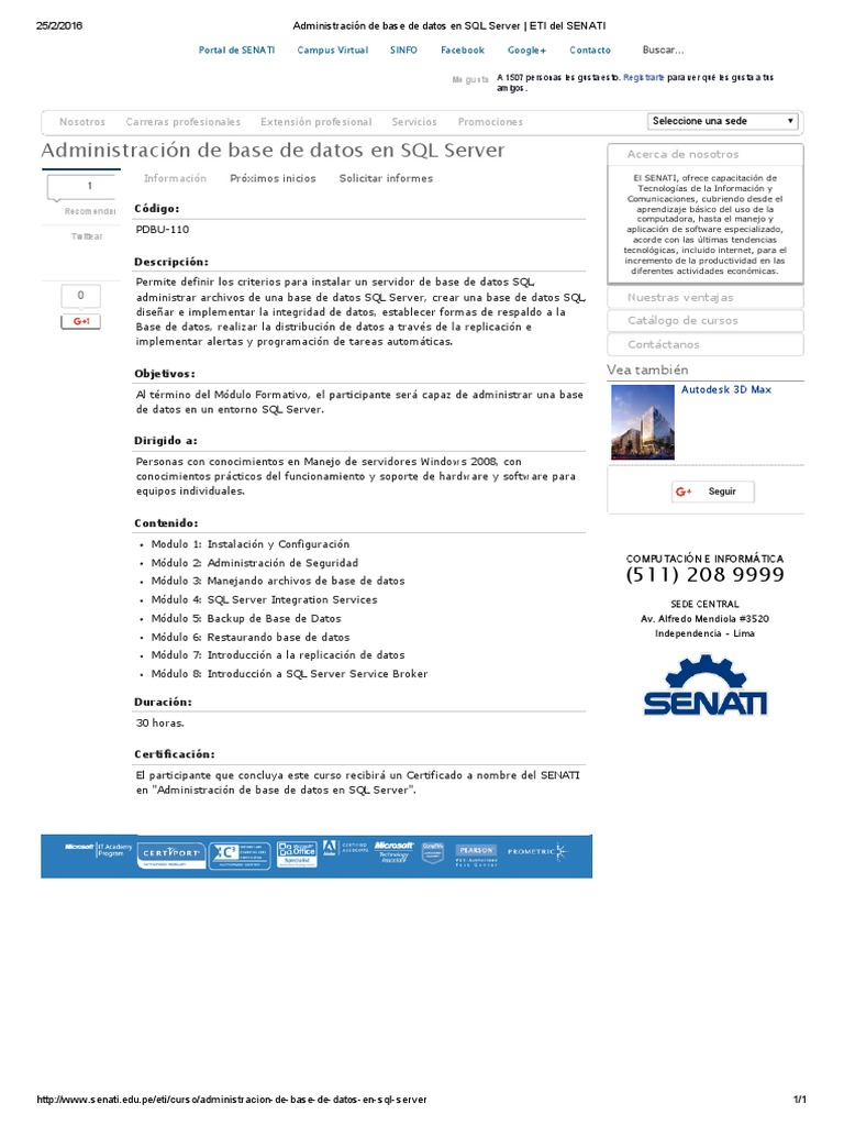 Administración de Base de Datos en SQL Server | PDF | Servidor SQL de Microsoft | Bases de datos