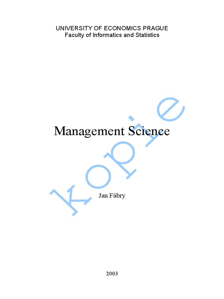 Management Science PDF | PDF | Mathematical Optimization | Linear Programming