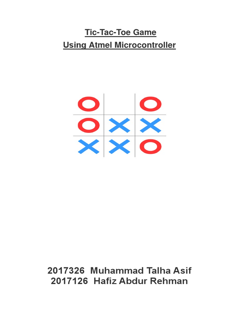 Tic-Tac-Toe Game Using Atmel Microcontroller: 2017326 Muhammad Talha Asif 2017126 Hafiz Abdur ...
