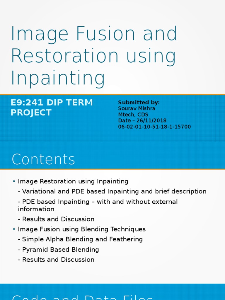 Digital Image Processing Project Presentation | PDF | Calculus Of Variations | Partial ...