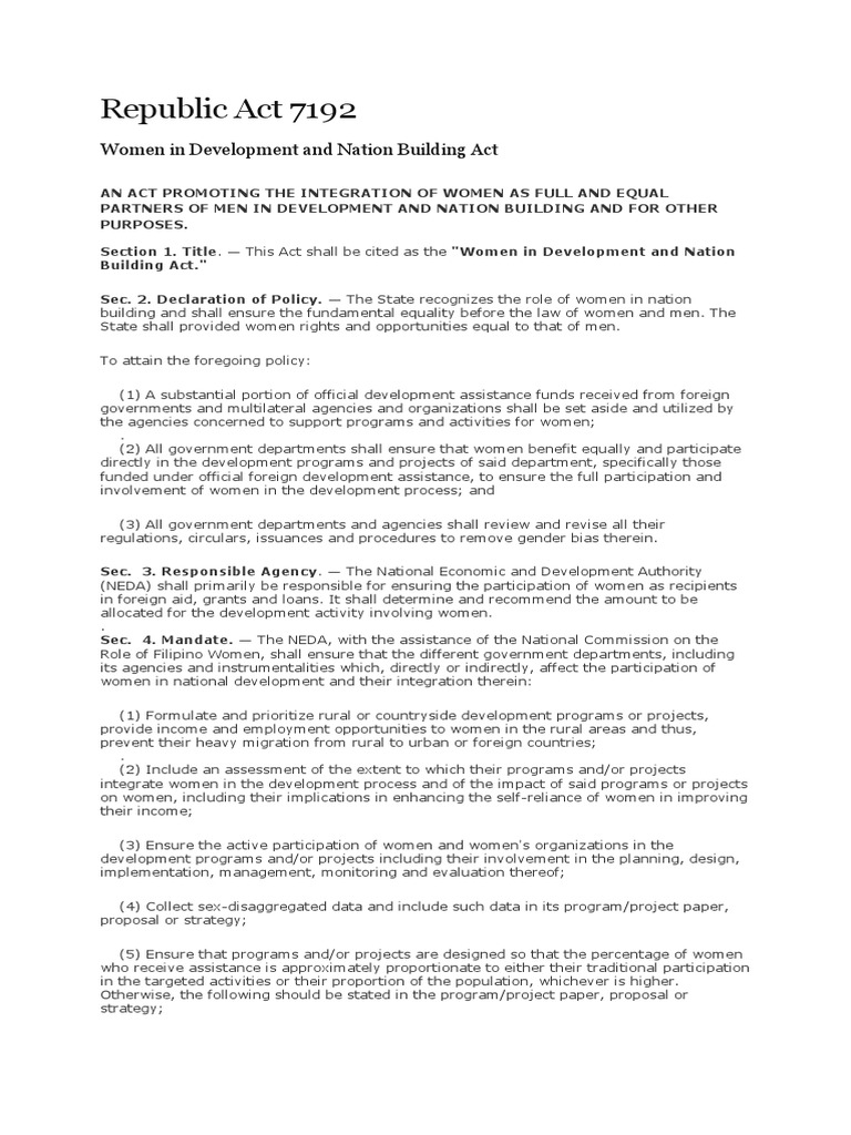 Republic Act No. 7192 and 8525 | PDF | Development Aid | Expense