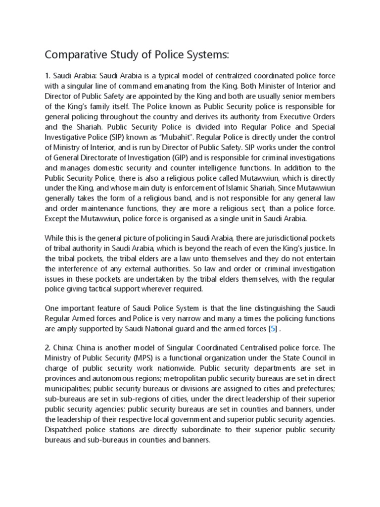 2018 Comparative Study of Police Systems | PDF | Constable | Sheriffs ...