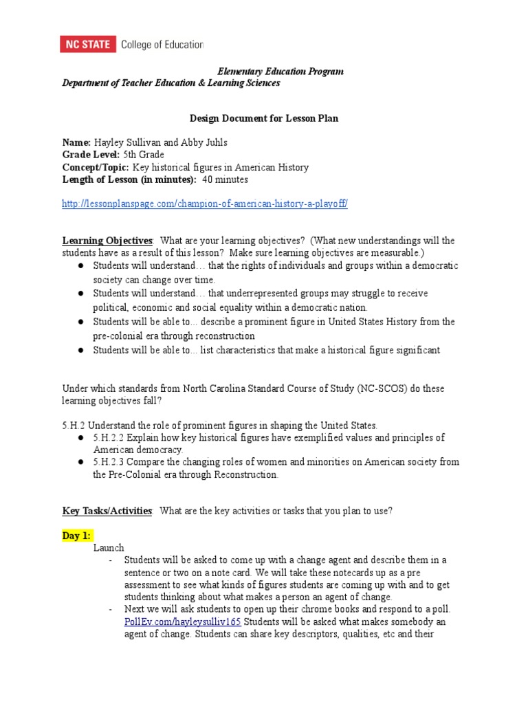 Design Document | PDF | Classroom Management | Lesson Plan