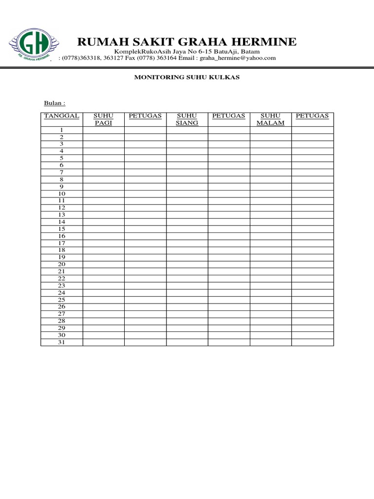 Monitoring Suhu Kulkas di Rumah Sakit Graha Hermine | PDF