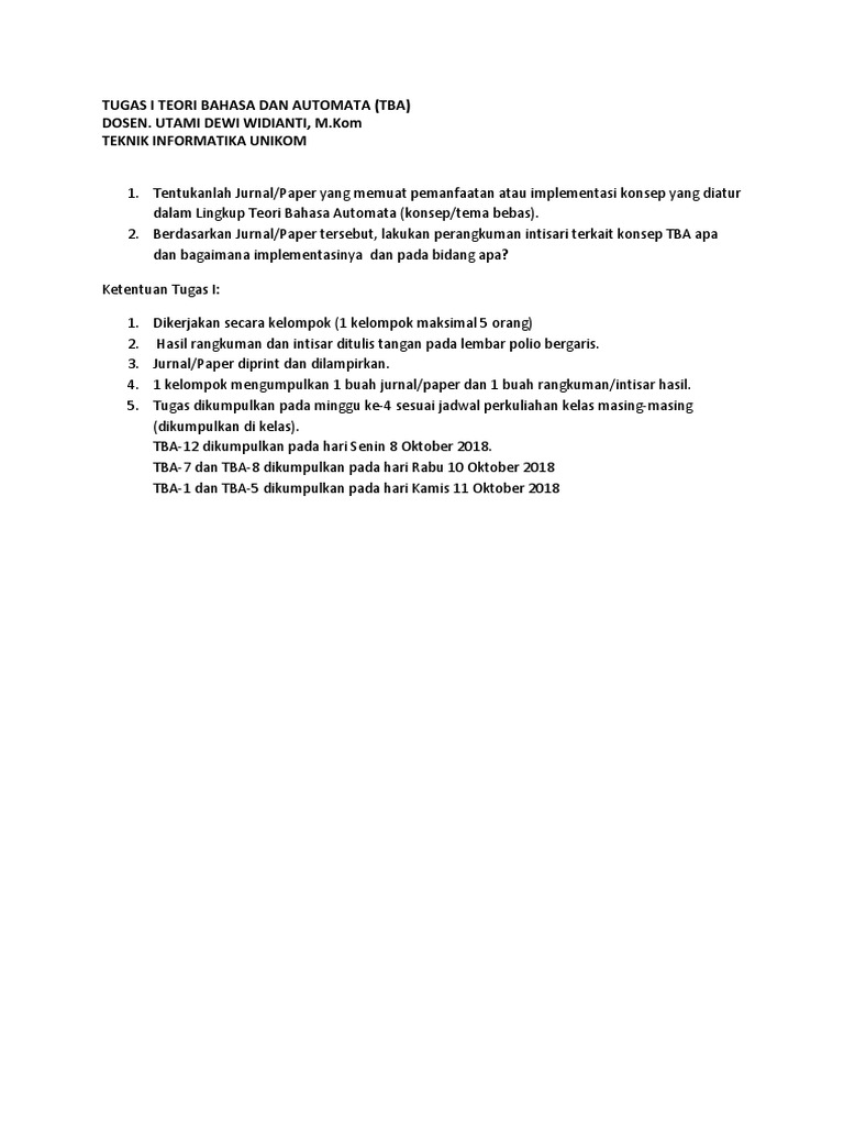 Tugas 1 TBA Ganjil 1819 | PDF