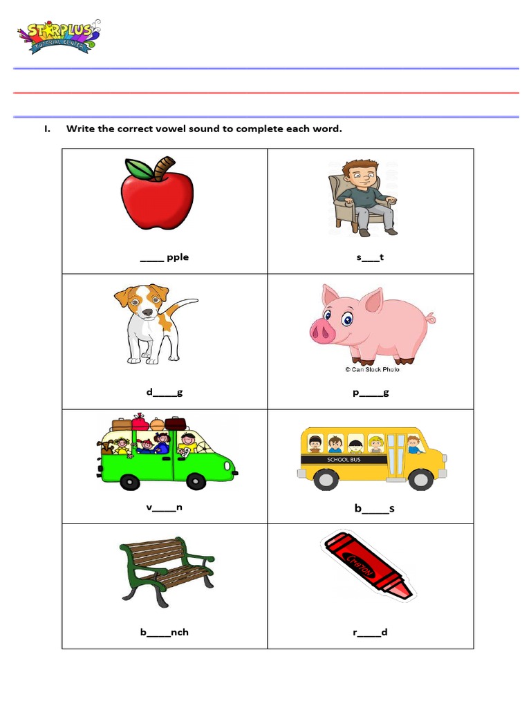 I. Write The Correct Vowel Sound To Complete Each Word | PDF