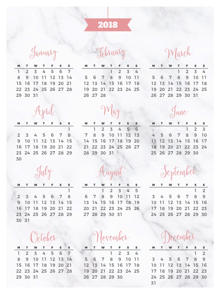 2018 Year at A Glance | PDF | Teaching Methods & Materials