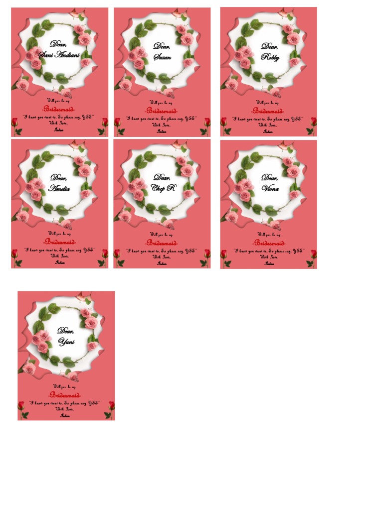 Dear, Sani Andiani Dear, Susan Dear, Robby: - Bridesmaid - Bridesmaid ...