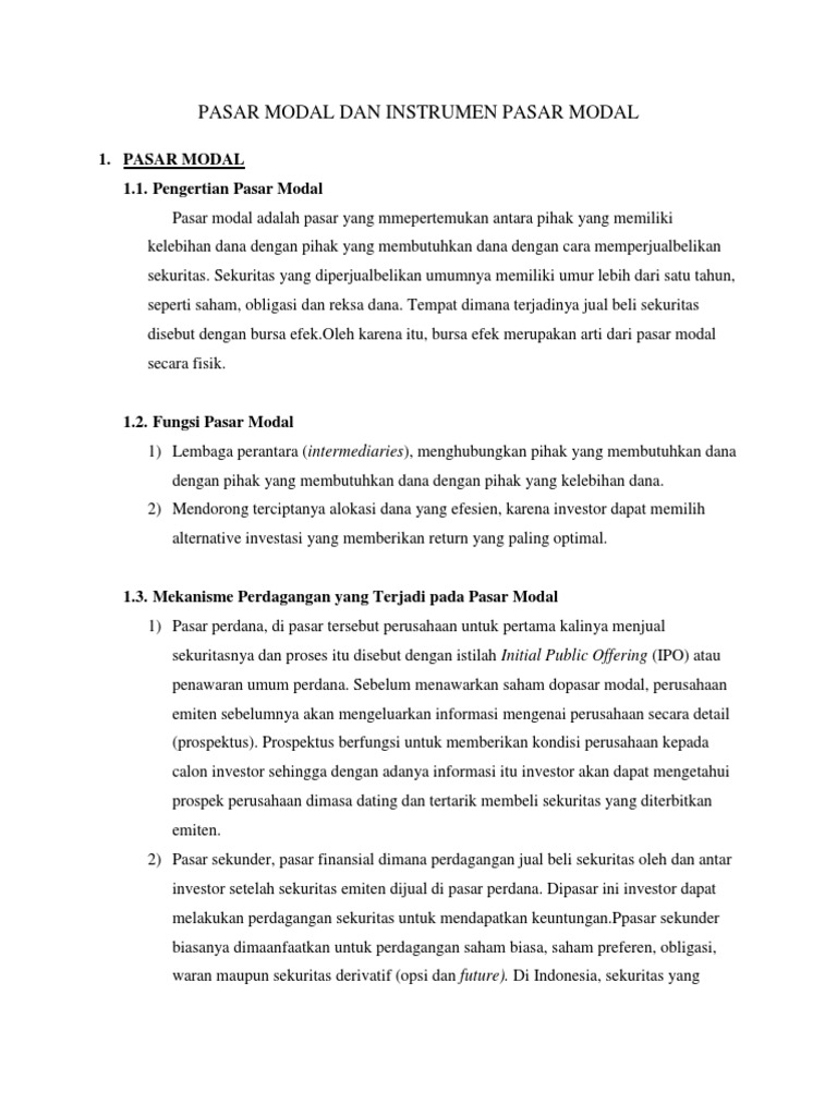 Instrumen Pasar Modal | PDF