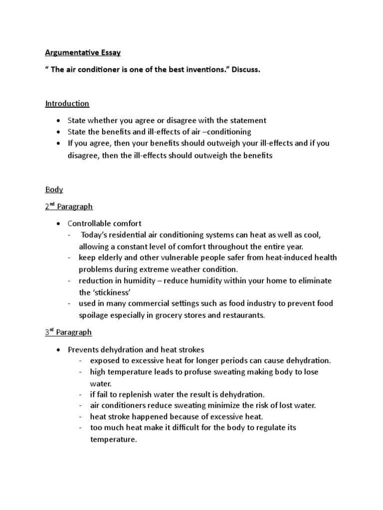 Argumentative Essay - Docx Air Condition | PDF | Air Conditioning ...