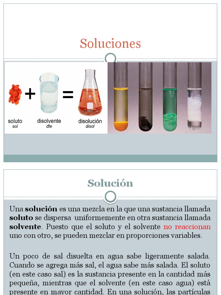 soluciones | Concentración | Propiedades del agua