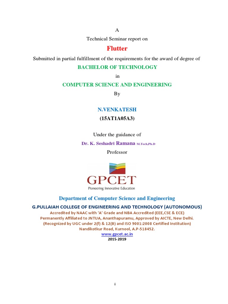 Flutter Seminar Report PDF | PDF | Cross Platform Software | Web Application