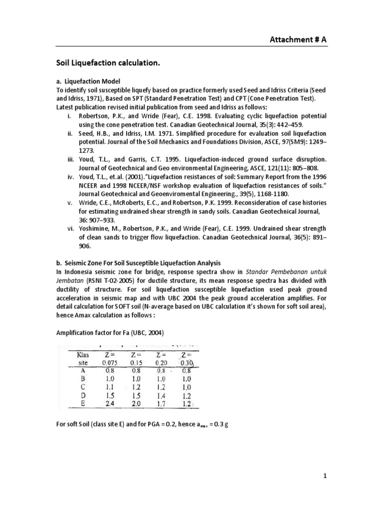 Soil Liquefaction Analysis and Calculations | PDF | Horticulture And ...