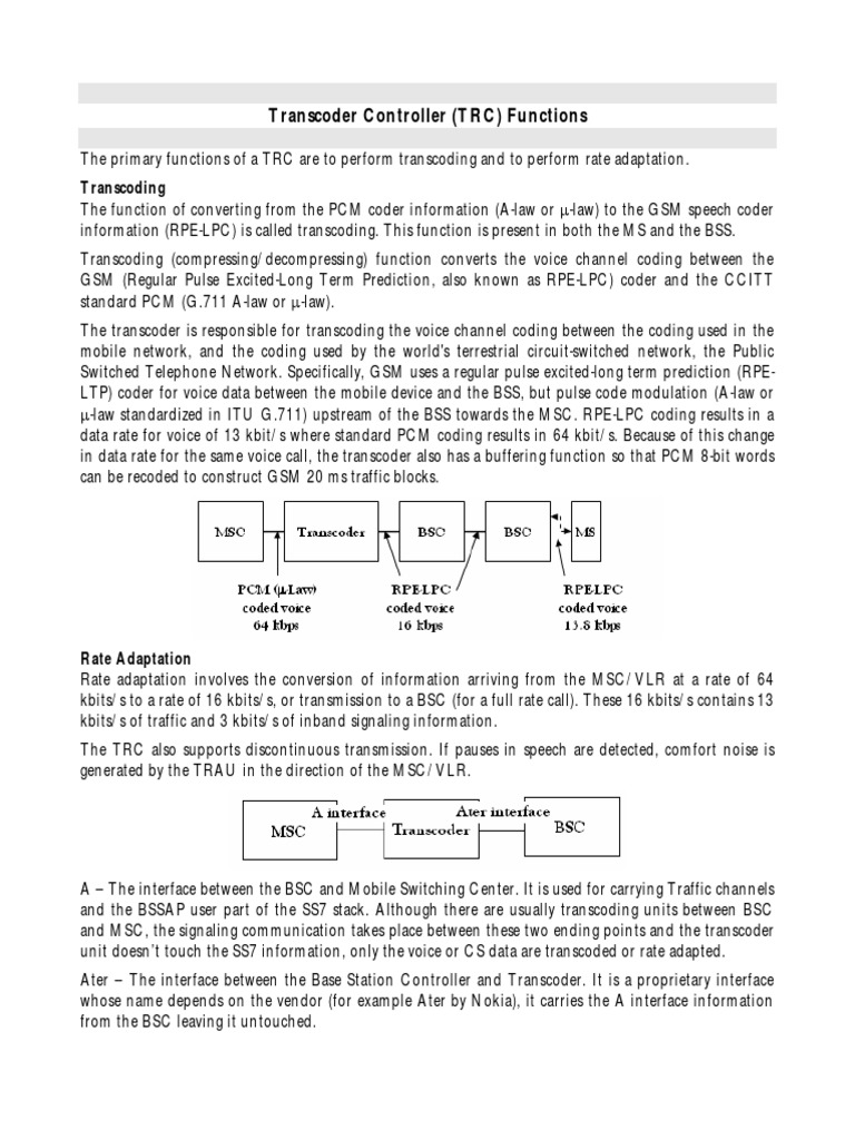 Transcoder Functions | PDF