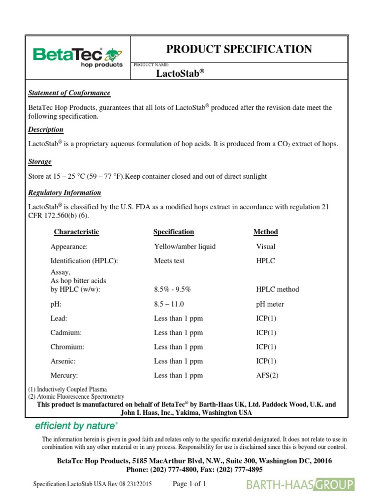 FT Lactostab | PDF | Chemical Substances | Physical Sciences