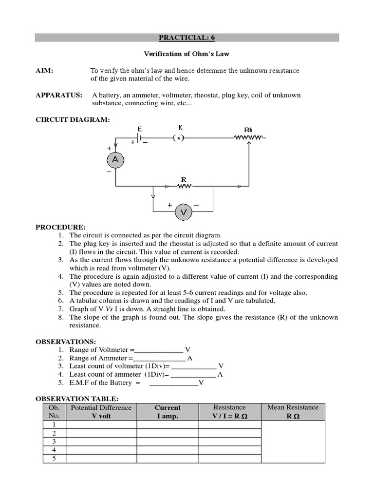 6.verification of Ohms Law PDF | PDF | Volt | Voltage