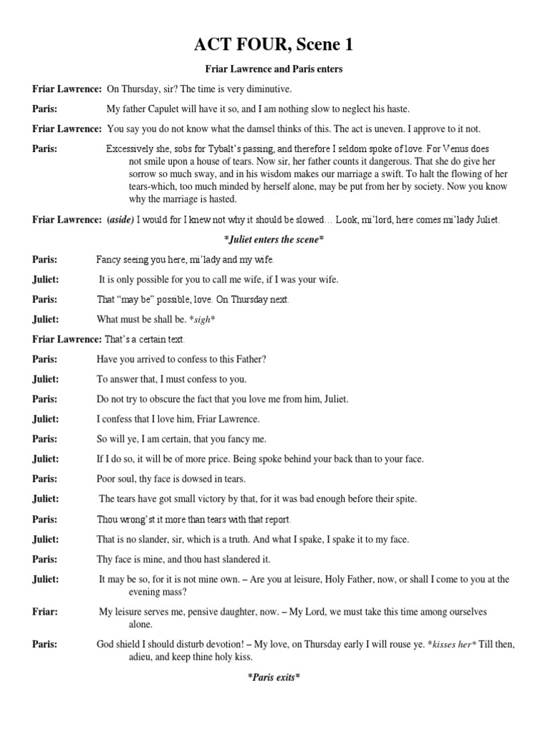 ACT FOUR of Romeo and Juliet | PDF | Characters In Romeo And Juliet ...