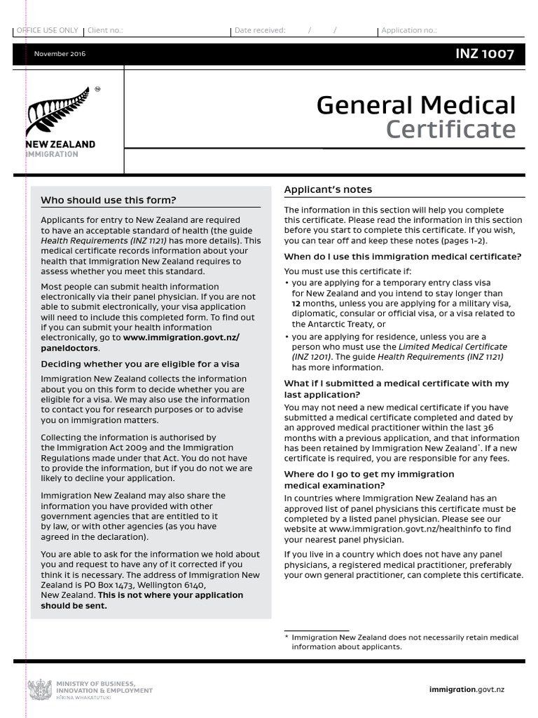 Immigration Medical Certificate Guide | PDF | Identity Document ...