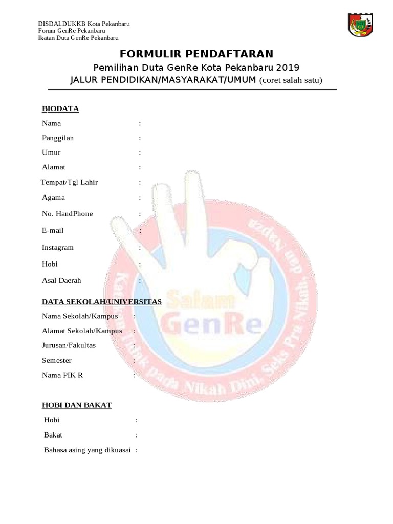 Contoh Formulir Pendaftaran | PDF