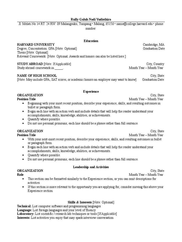 Contoh Resume Letter Template | PDF | Cognition | Communication