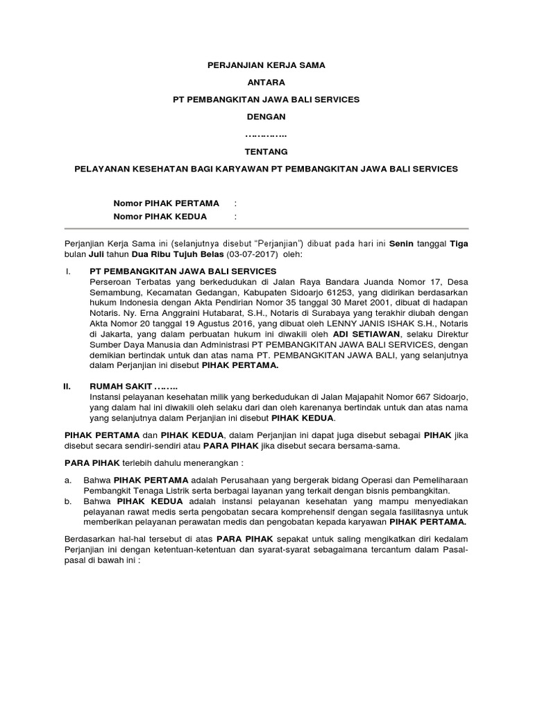 Draft COB RS PJB Services | PDF