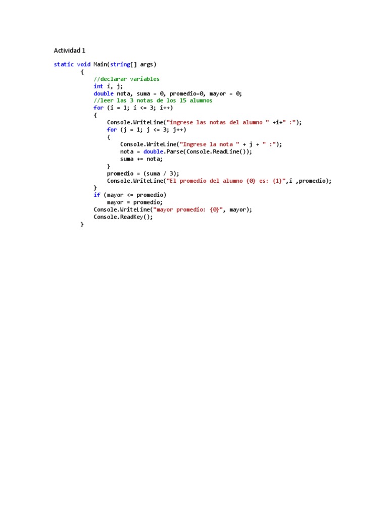 Actividad 1 Guia 13 | PDF | Computer Programming | Teaching Mathematics