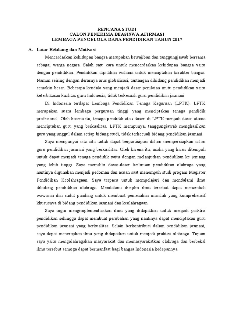 Contoh Rencana Studi LPDP | PDF