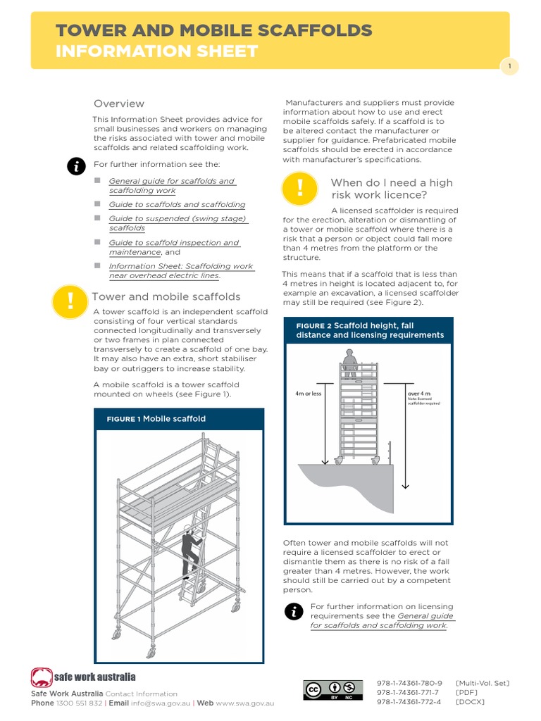 Tower Mobile Scaffolds Information Sheet | PDF | Scaffolding | Crane ...