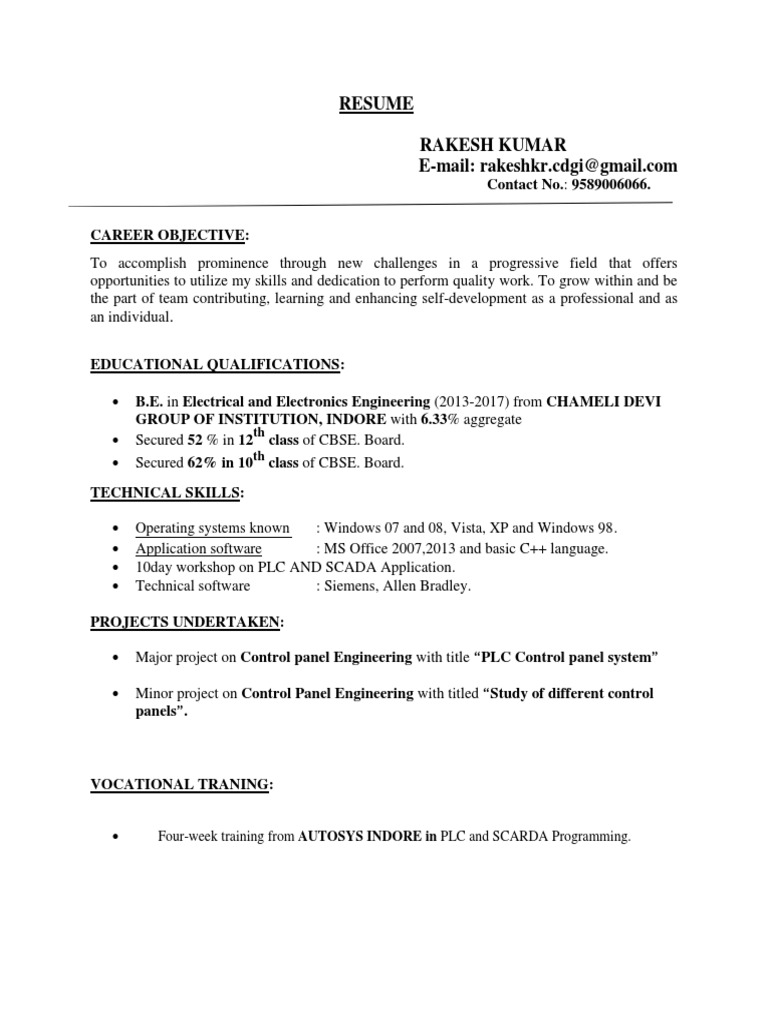 Resume Rakesh Kumar: Contact No.: 9589006066 | PDF | Learning | Computing